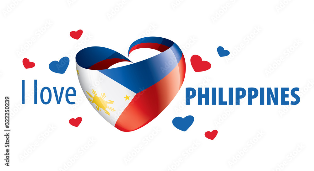National flag of the Philippines in the shape of a heart and the ...