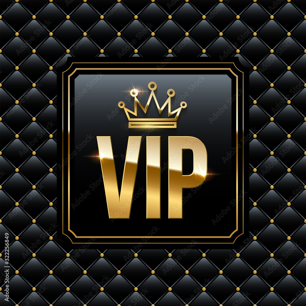 Glowing gold vip in frame on black luxury backdrop Stock Vector | Adobe ...