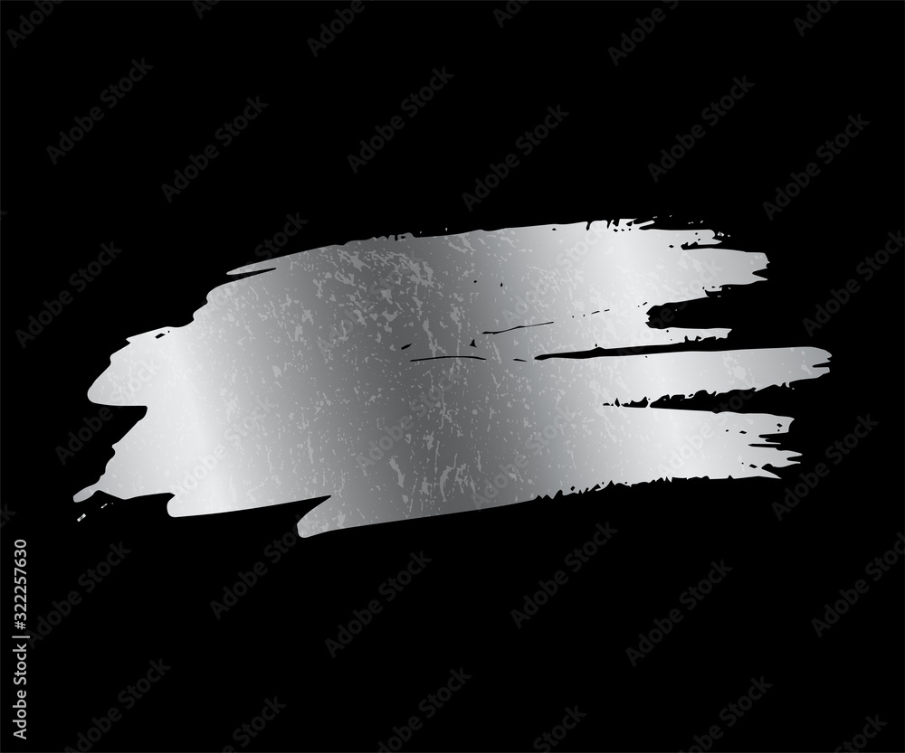 Silver paint smear stain. Vector chrome brush stroke design element ...