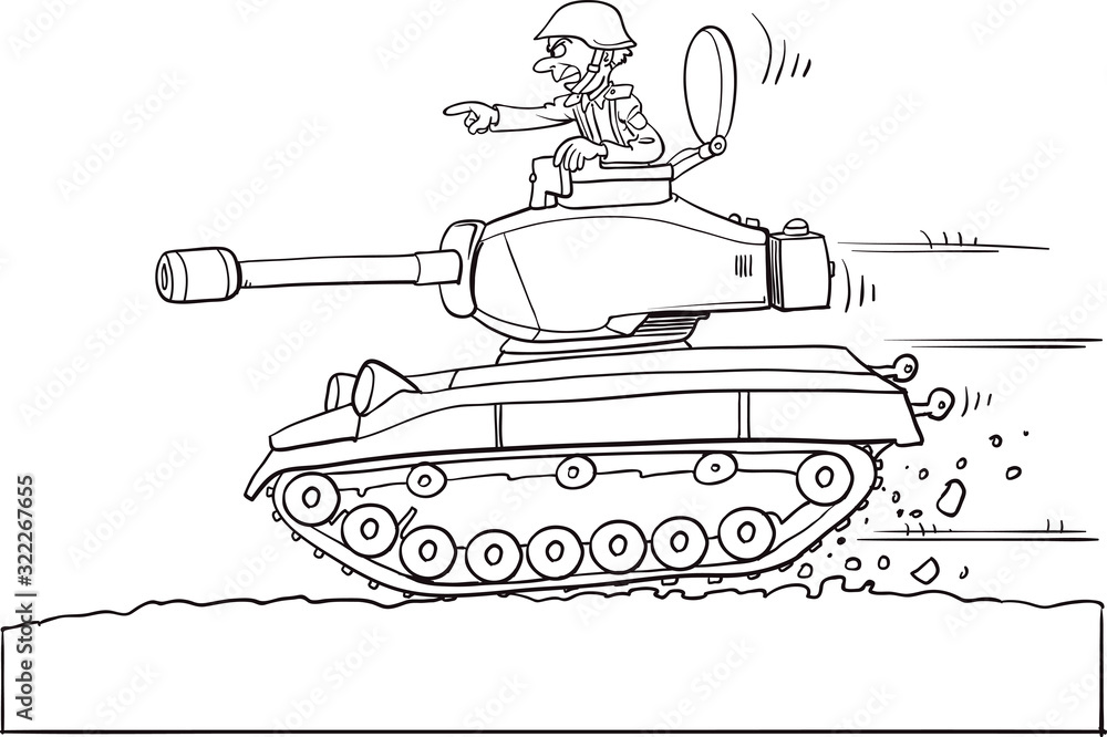 cartoon soldier in a tank Stock Vector | Adobe Stock