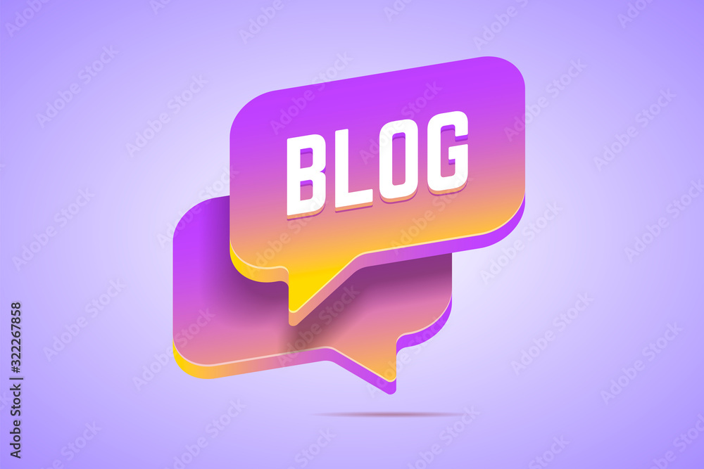 Two speech bubbles in 3d style with gradients that says Blog. Vector ...