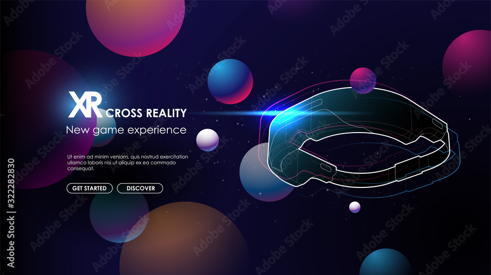 VR glasses with abstract gradient background. Creative futuristic ...