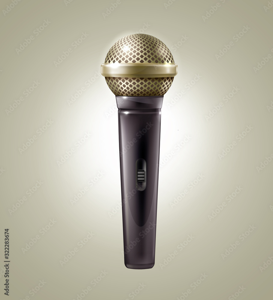 Isolated vector illustration of vocal microphone. Stylish realistic ...