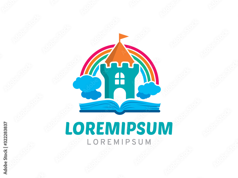 Castle and book logo symbol or icon template Stock Vector | Adobe Stock