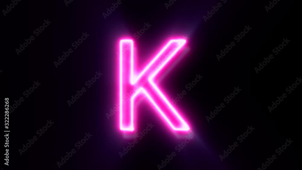 Vidéo Stock Pink neon font letter K uppercase blinks and appear in ...