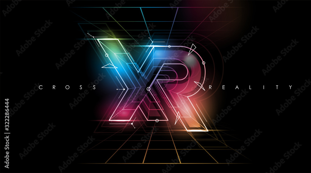 XR logo layout. Modern template for web and print. Cross reality ...