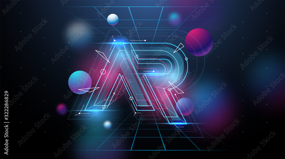 AR logo layout. Modern template for web and print. Augmented reality ...