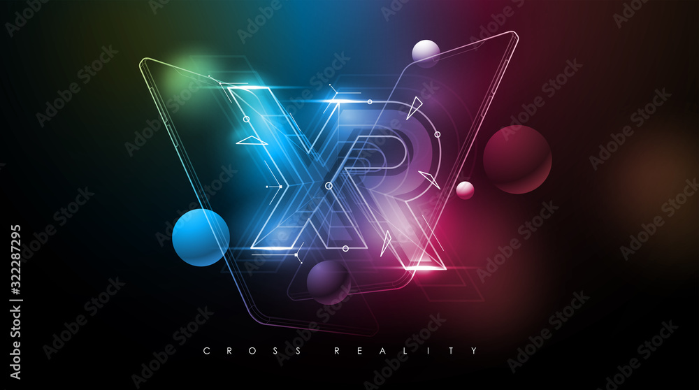 XR logo layout with modern smartphone.Modern template for web and print ...