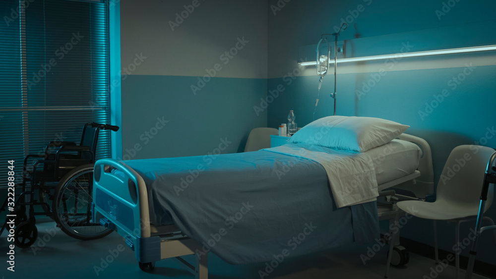 Clean hospital room interior at night Stock Photo | Adobe Stock