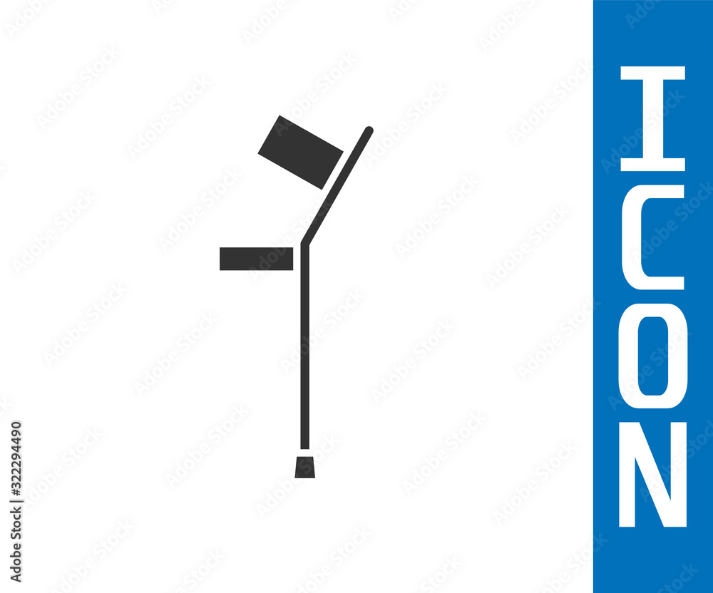 Grey Crutch or crutches icon isolated on white background. Equipment ...