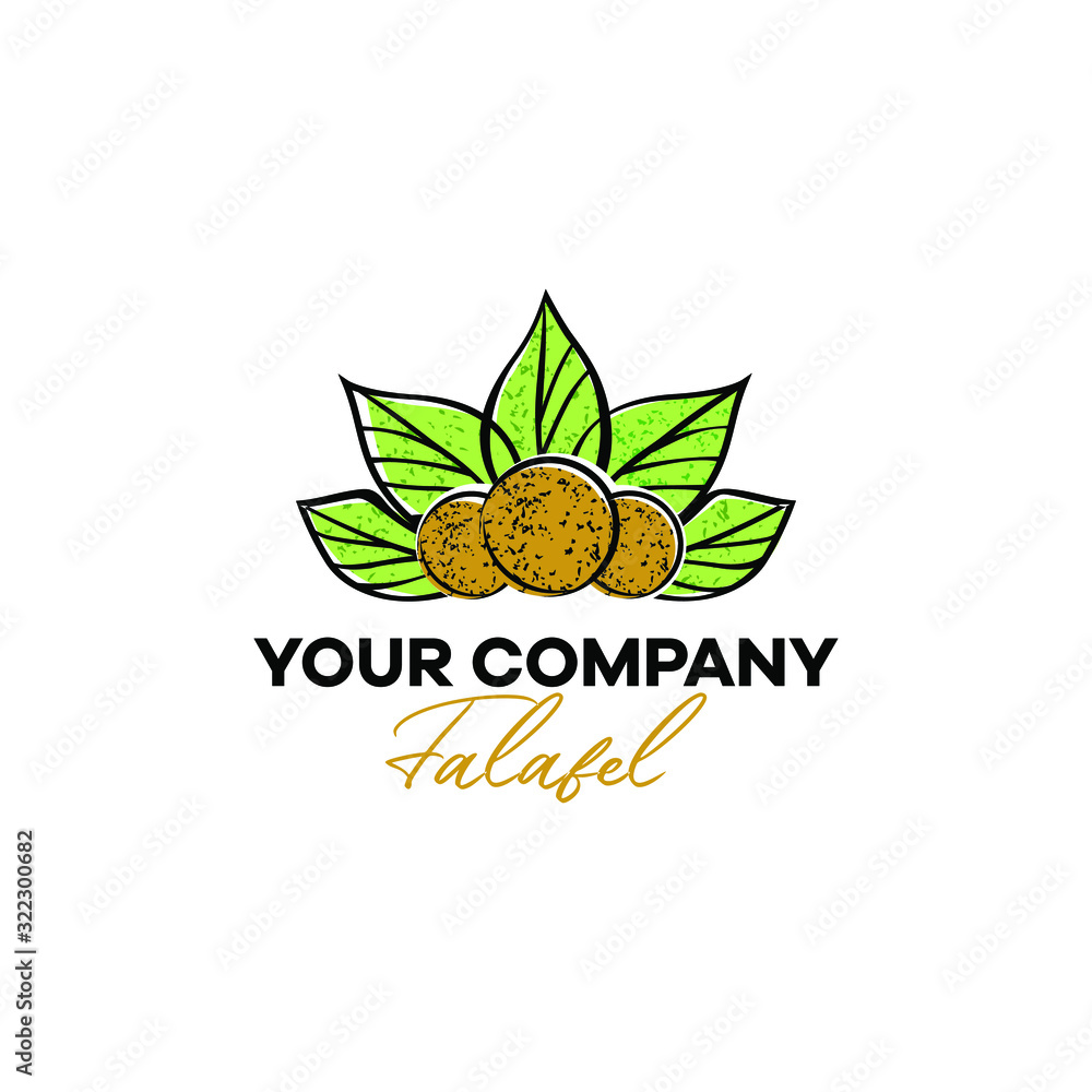 Falafel logo green leaves appetite vegetarian for a restaurant or cafe ...