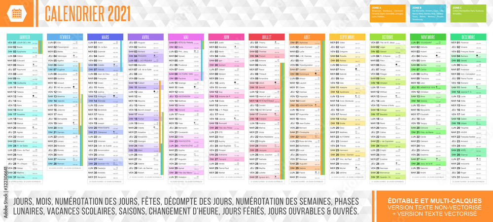 Calendrier 2021 - Fichier éditable et multi-calques vector de Stock ...