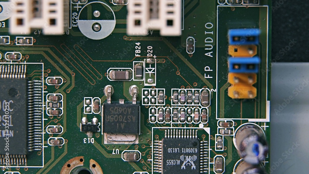 Green circuit board background of PC computer motherboard, green ...