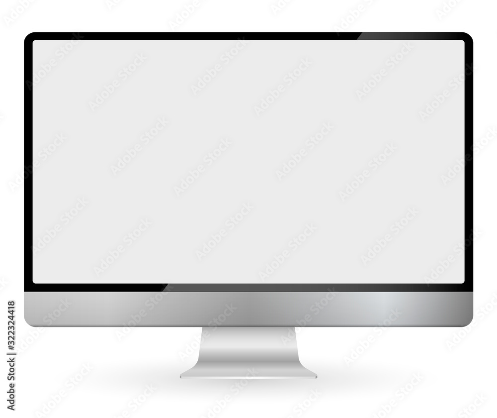Realistic computer monitor isolated on transparent background. Vector ...