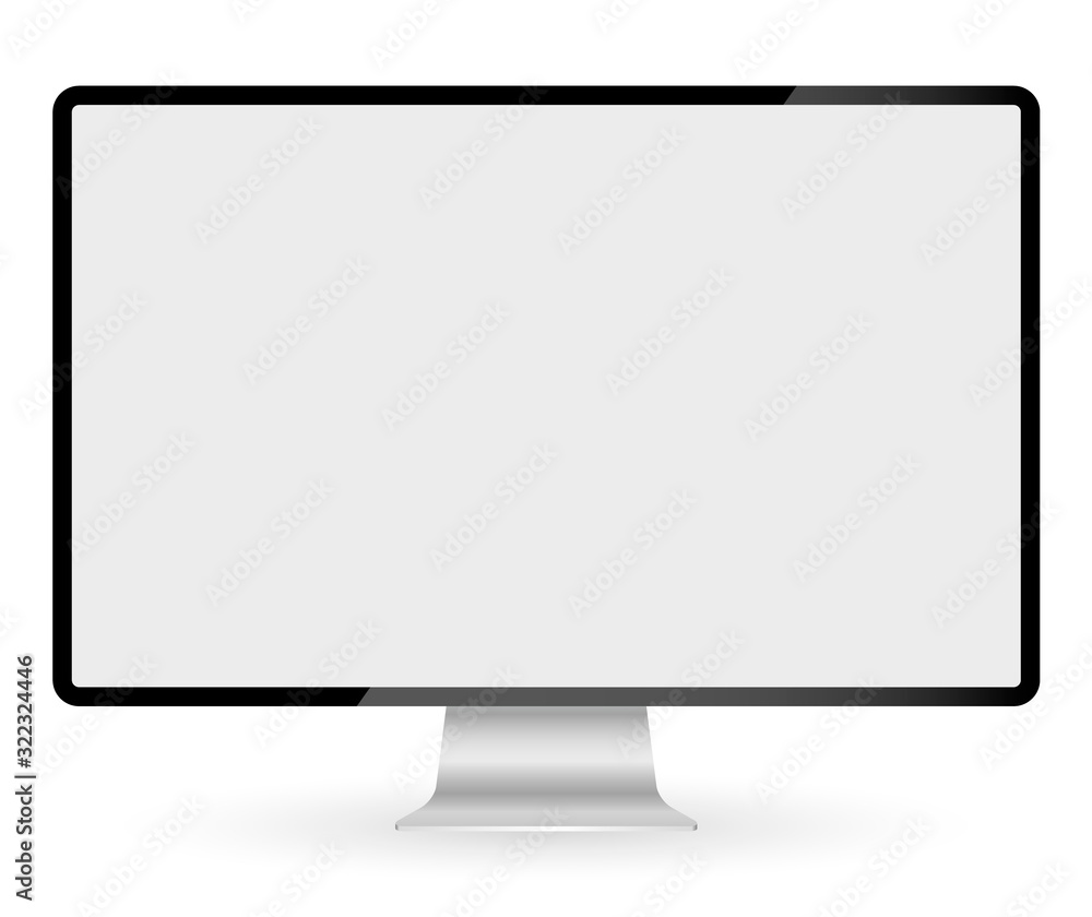 Realistic computer monitor isolated on transparent background. Vector mockup. Vector ...