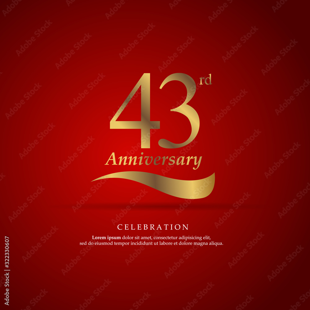 43rd anniversary golden logo text decorative. With dark background ...
