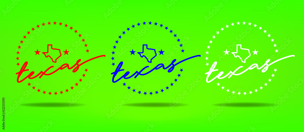 Texas logo design concept with small map, and stars Stock Vector ...