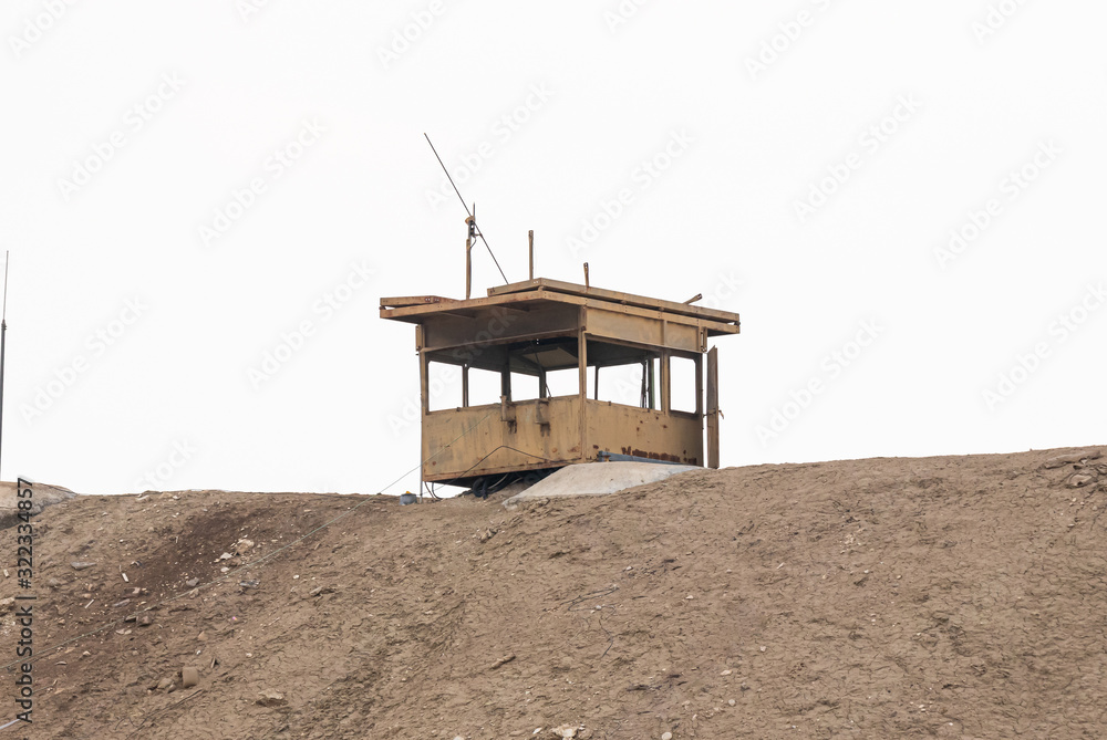 Abandoned watchtower in the Israeli part of the Baptismal Site of Jesus ...