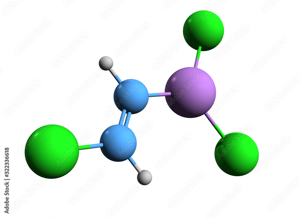 3D image of lewisite skeletal formula - molecular chemical structure of ...