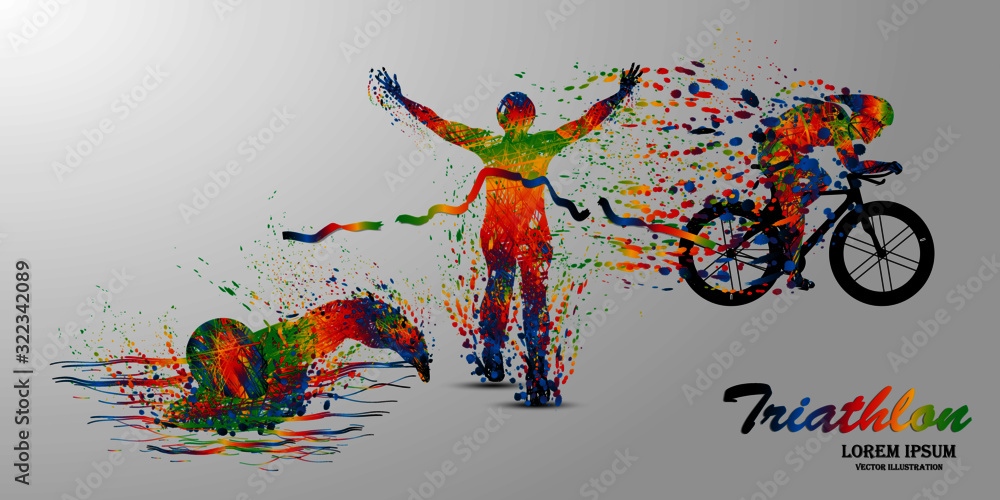 Visual drawing swimming, cycling and runner sport at fast of speed in ...