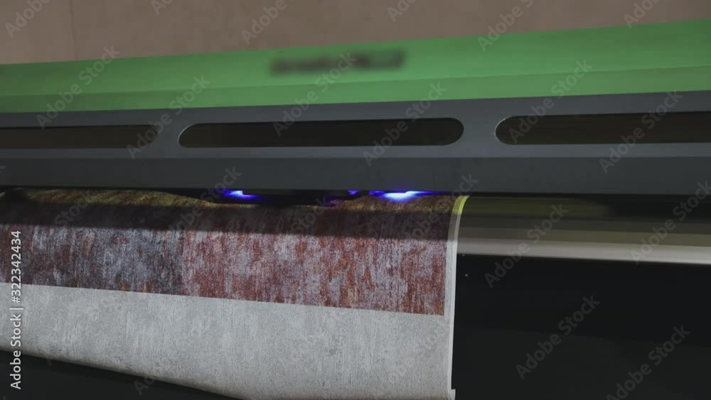 Industrial printer making new wallpaper sample. Modern wallpaper ...