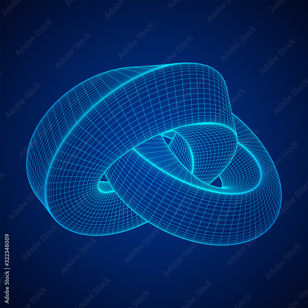 Mobius strip ring knot sacred geometry. Spatial figure with upturned ...