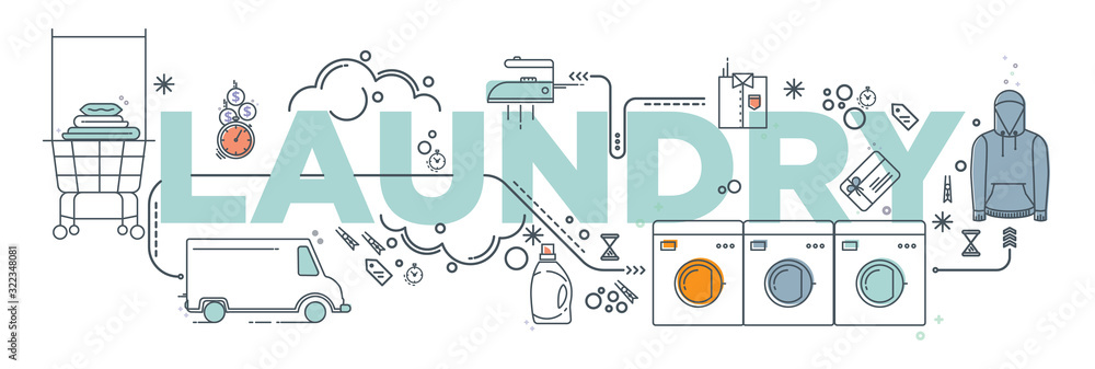 Hand drawn doodle Laundry set Vector illustration washing icons ...