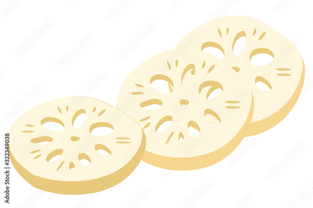 Lotus root, slices of exotic fruit. Natural tropical plant. Made in ...