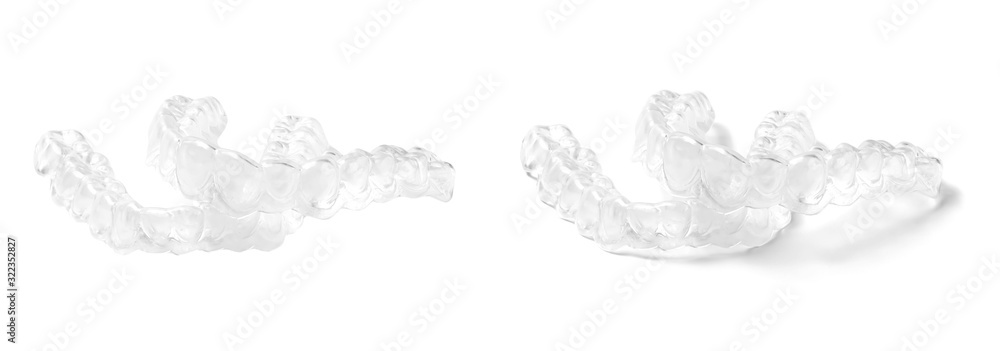 Individual teeth whitening trays, at home bleaching trays, isolated on ...