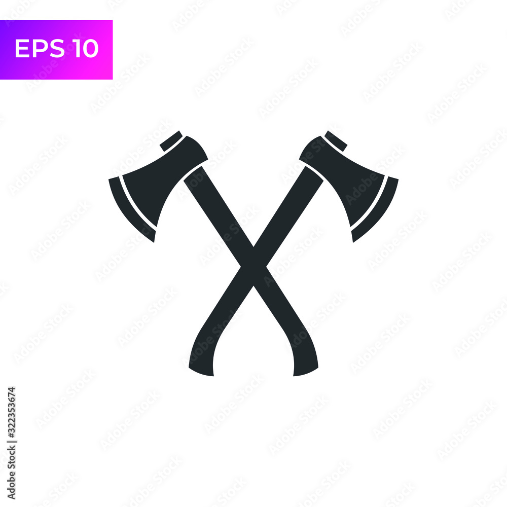 Axe Flat icon template color editable. Crossed Axe symbol vector sign ...