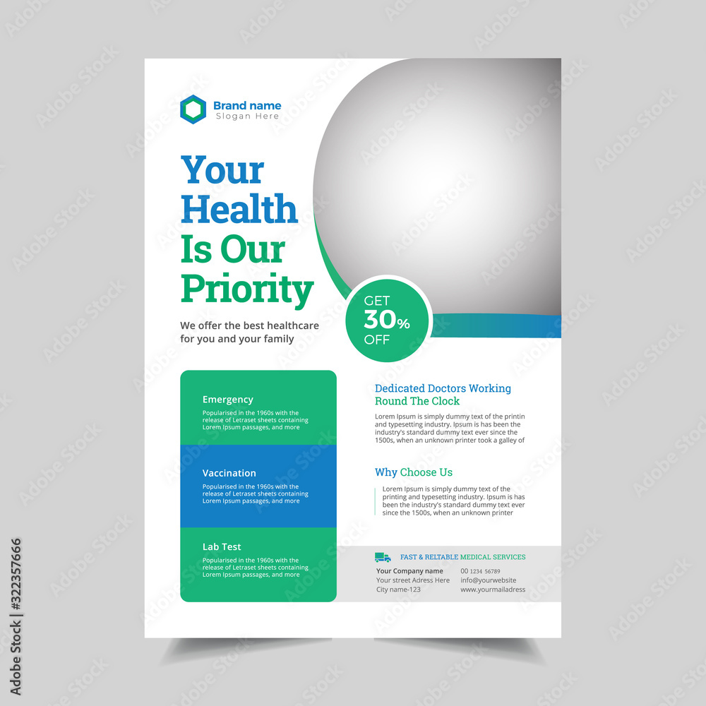 Health care cover template design for a report and medical brochure ...