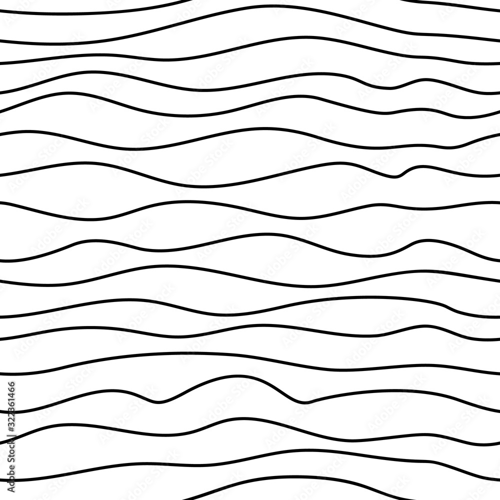 Seamless wave lines pattern. Wavy wiggly black horizontal zigzag line ...