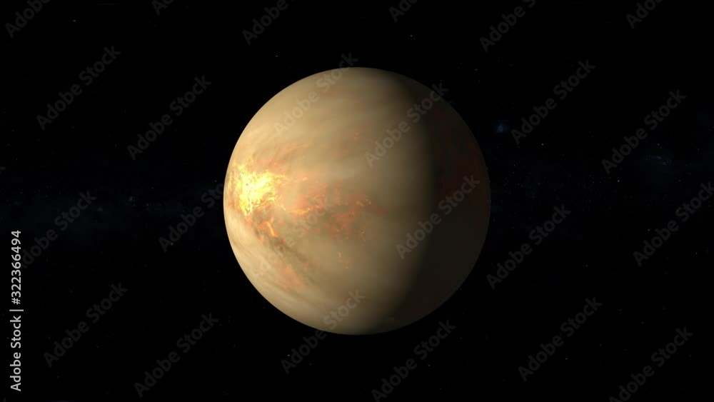Space view on planet Venus, rotating 360 degrees. Milky Way in the ...