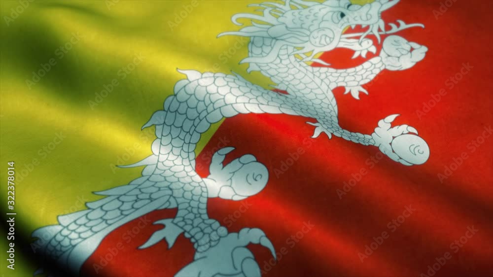 Bhutan flag waving in the wind. National flag of Bhutan. Sign of Bhutan ...