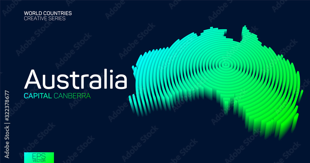 Isometric map of Australia with neon circle lines Stock Vector | Adobe ...