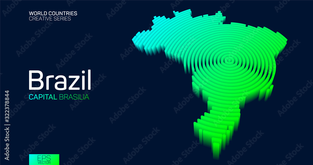 Isometric map of Brazil with neon circle lines Stock Vector | Adobe Stock