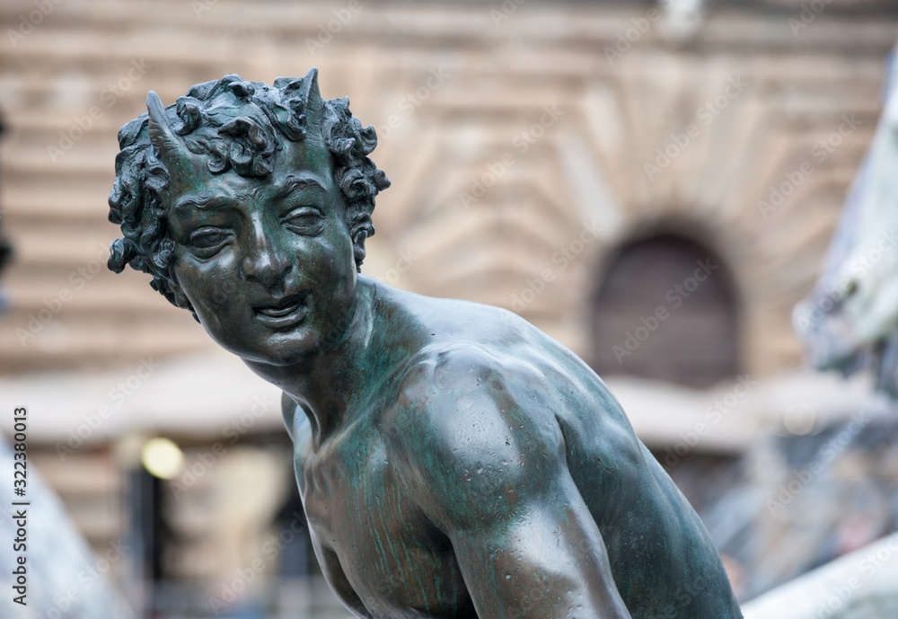 Bronze faun (or satyr) statue, made by Giambologna in 1565. Stock Photo ...