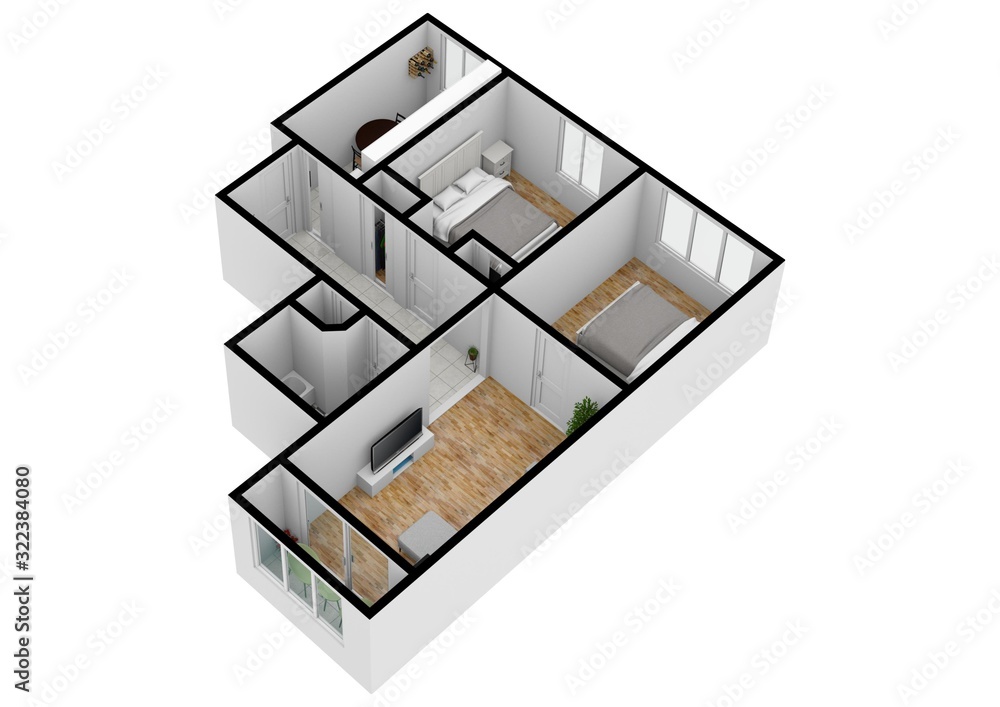 House plan 3d. 3d house plan. Floor plan. Intrior 3d Stock Illustration ...