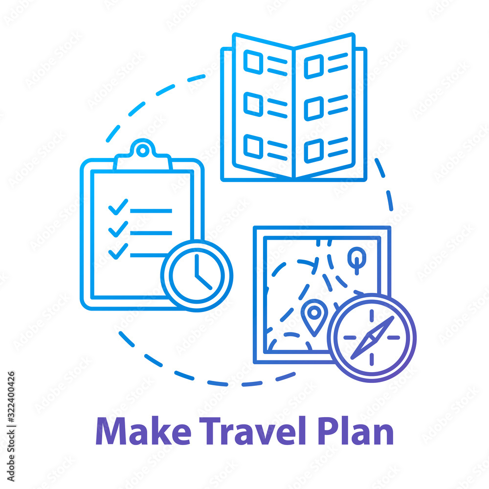 Make travel plan concept icon. Organized tour schedule, vacation ...