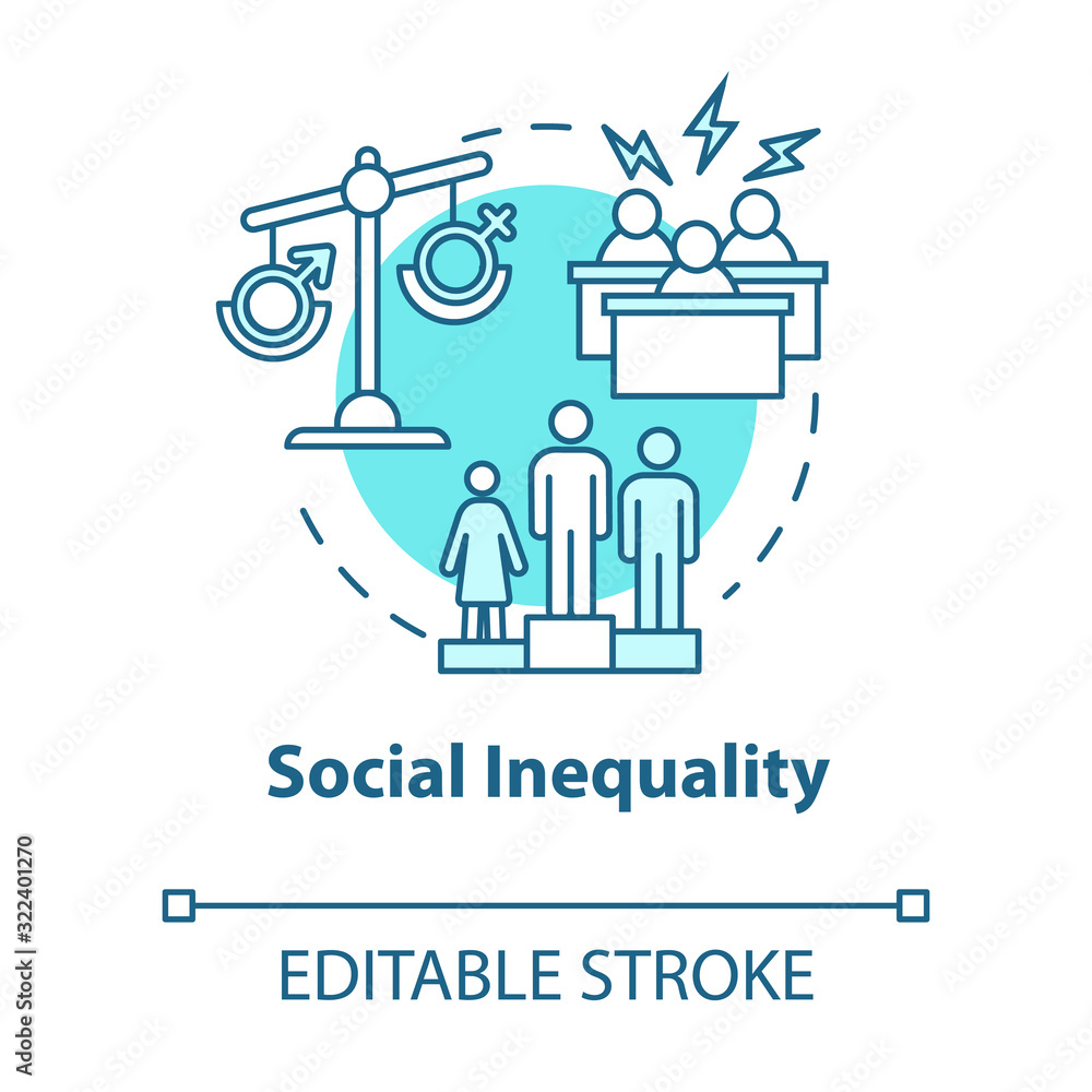 Social inequality turquoise concept icon. Unequal opportunities. Career ... Social inequality turquoise concept icon. Unequal opportunities. Career ...