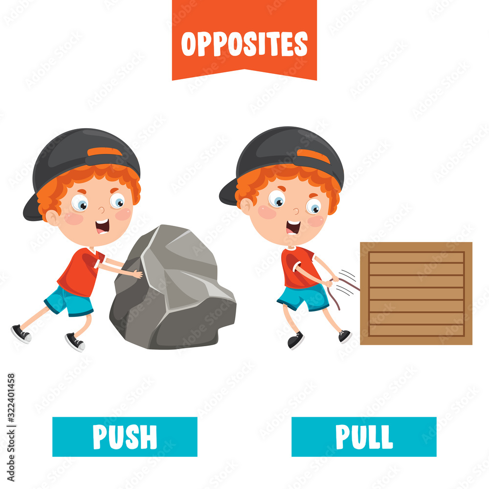 Opposite Adjectives With Cartoon Drawings Stock Vector | Adobe Stock