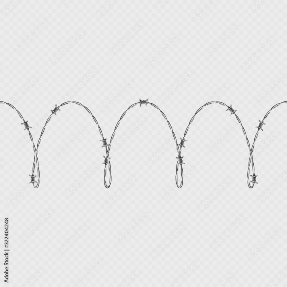 Metal barbed wire horizontal seamless border template and elements ...
