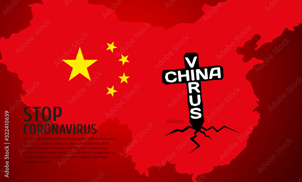 black cross with the words China and the Virus is stuck in cracked ...