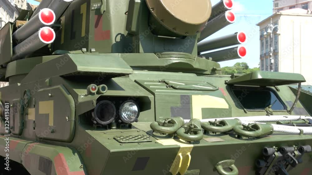 Armoured military tank close up. New camouflage army tank. Military ...