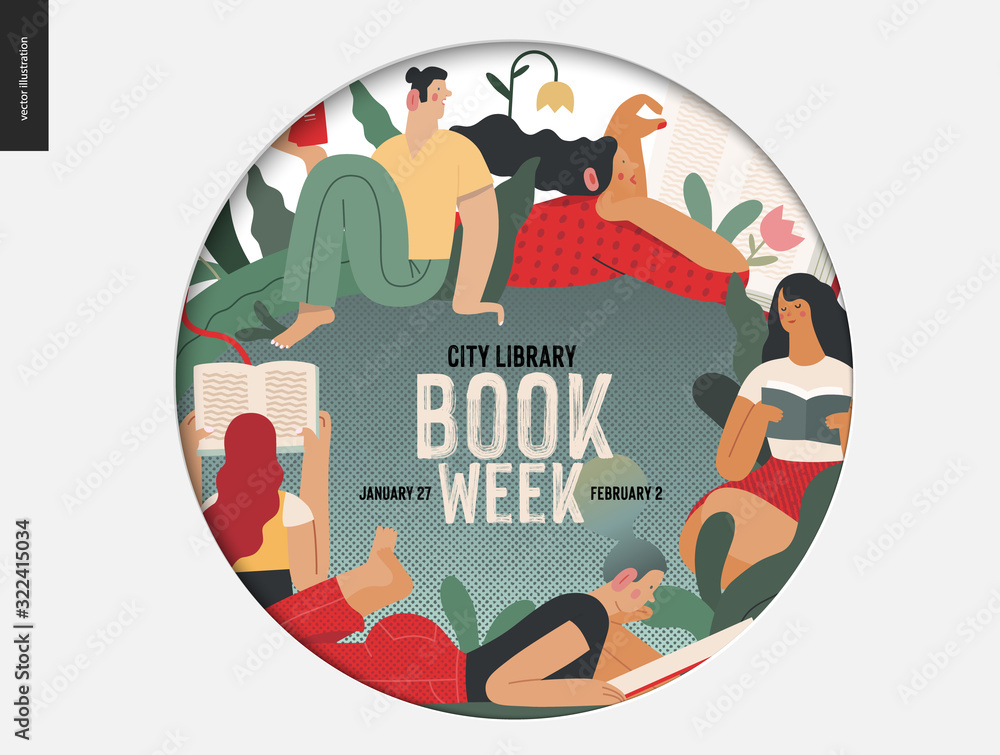 World Book Day graphics -book week events. Modern flat vector concept ...