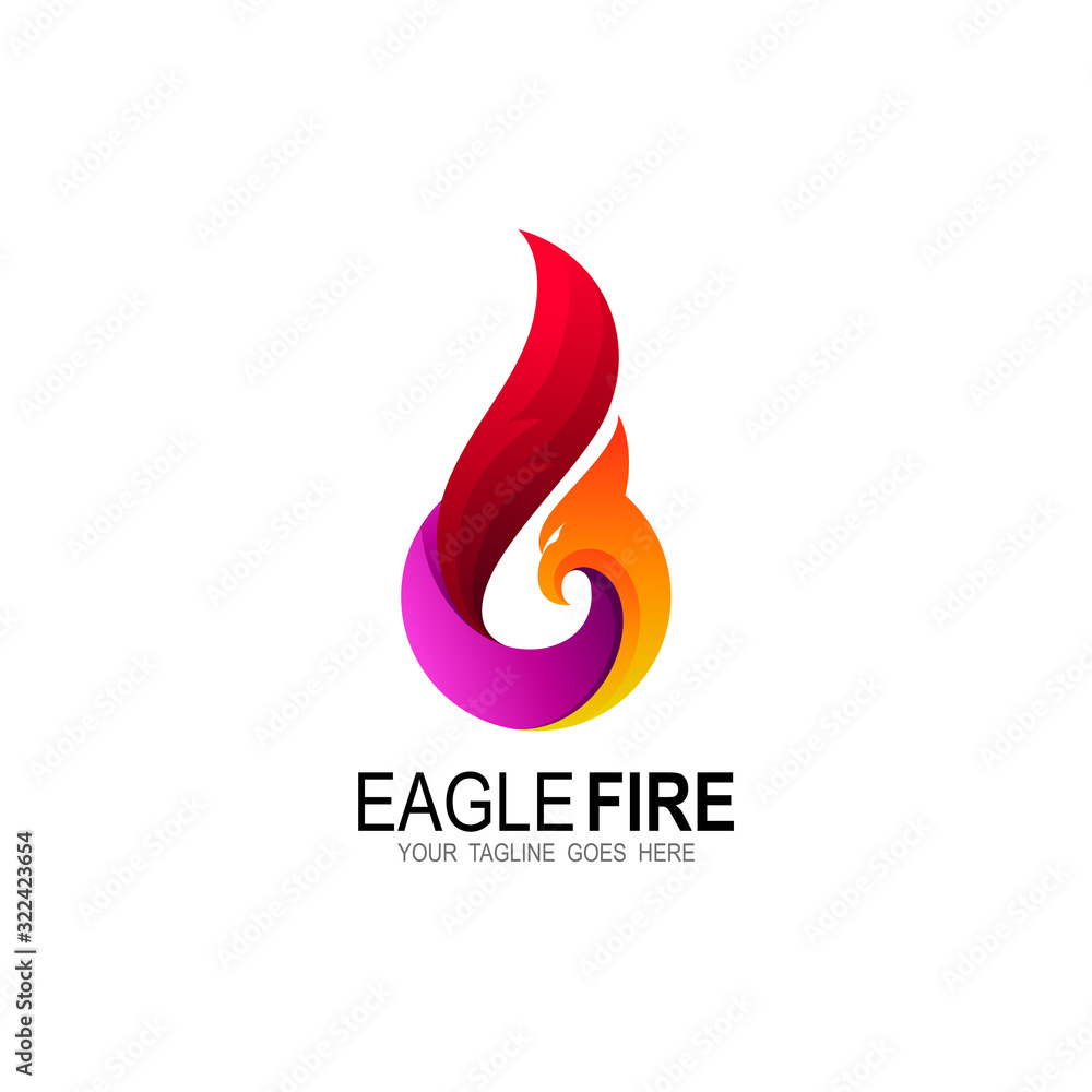 Eagle logo with fire icon, Phoenix logo template, Fire-bird, Eagle logo ...