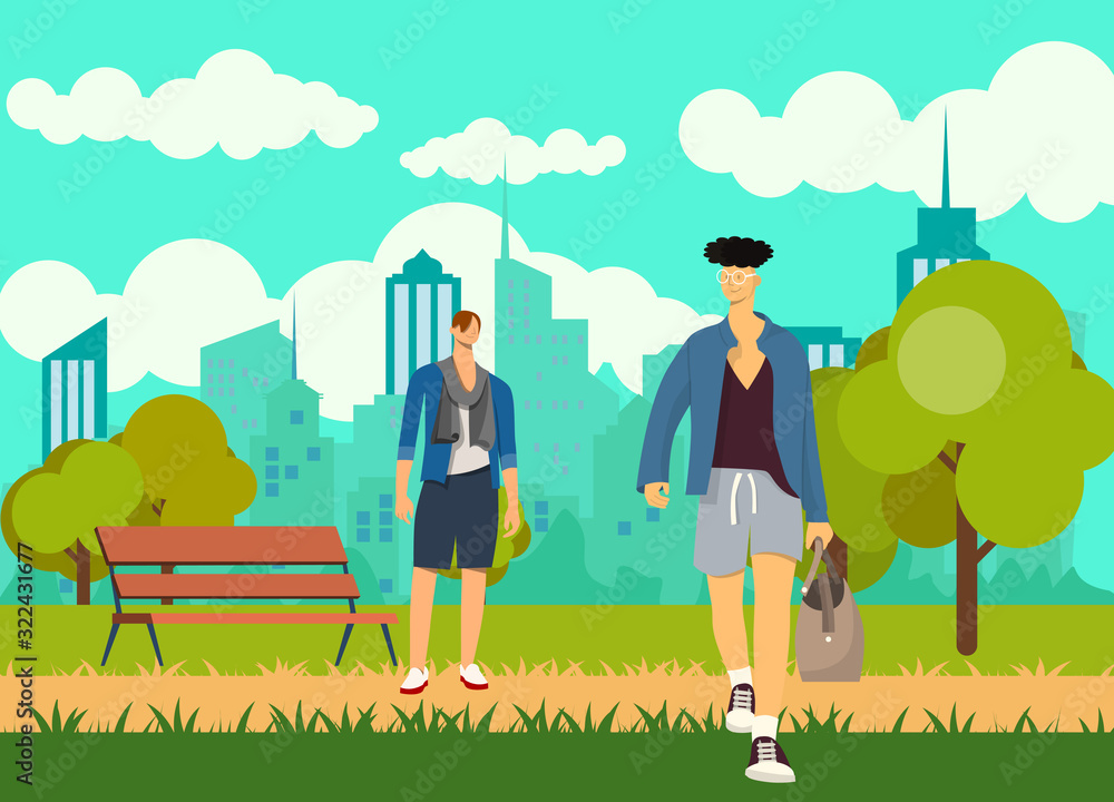 Adult guys, men, two best friends. Friendship vector concept Stock ...