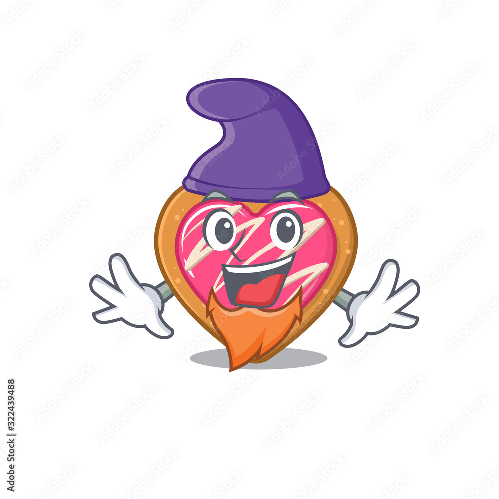 cartoon mascot of funny cookie heart dressed as an Elf Stock Vector ...