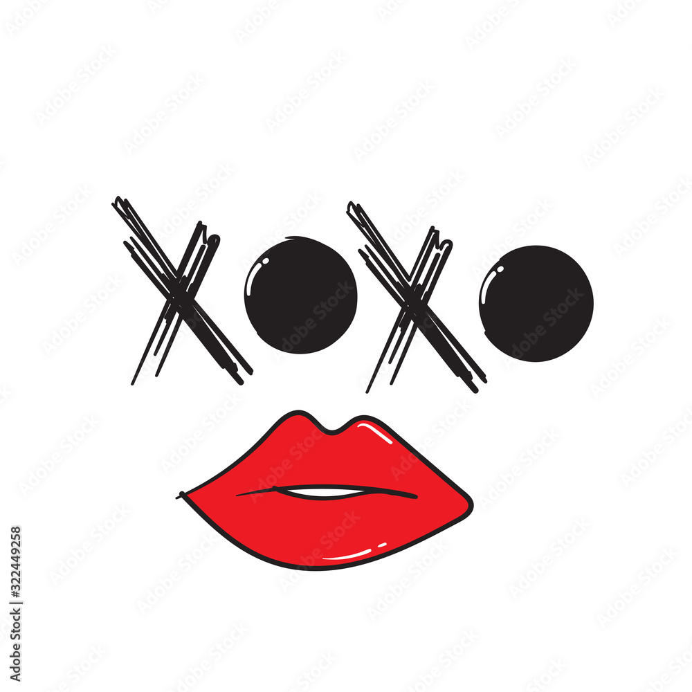hand drawn doodle xoxo illustration symbol for hug and kiss doodle ...