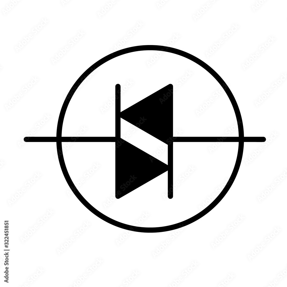 DIAC Diode Electronic Component Symbol For Circuit Design Solid Black ...